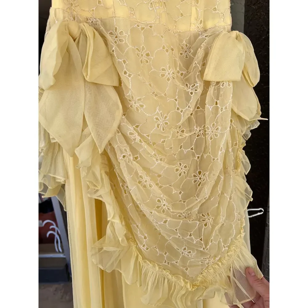 Harlene | Dresses | Vintage 94s Harlene Designs Butter Yellow Lace ...